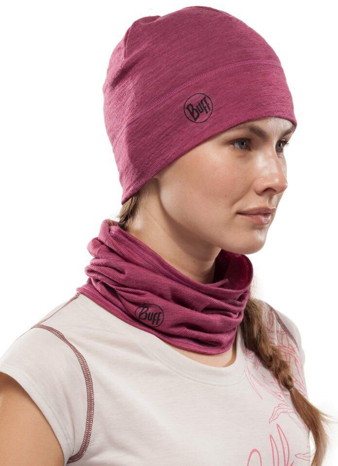 Шапка Buff Lightweight Merino Wool Hat purple multi stripes Розовый BU ...